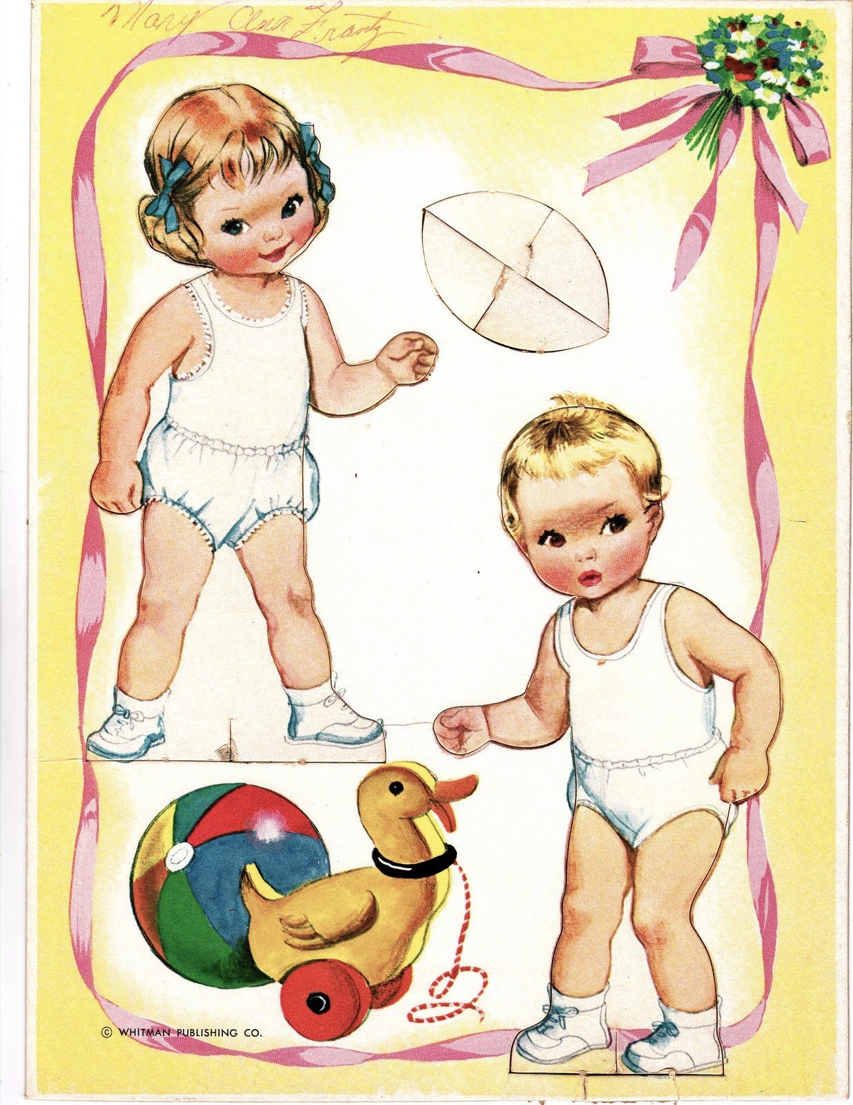 Vintage Baby Brother and Sister Paper Dolls -- Toddler Boy and Girl ...