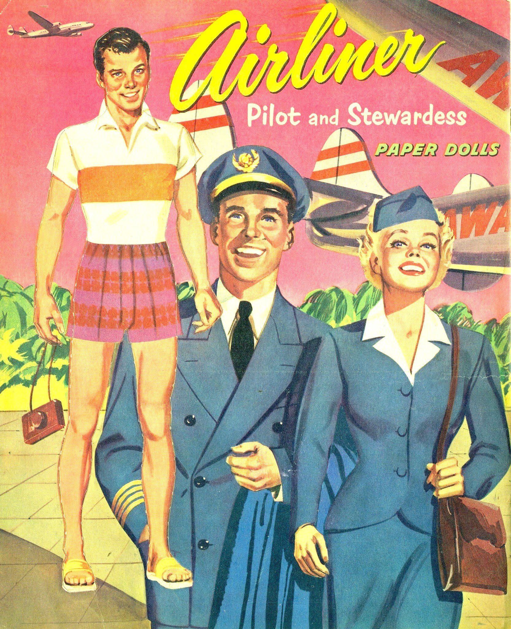 Airliner Pilot and Stewardess Paper Doll Book 1962 9 Pages - Etsy