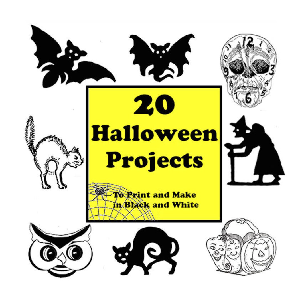 20 Halloween Projects to Print and Make in Black and White. Vintage ...