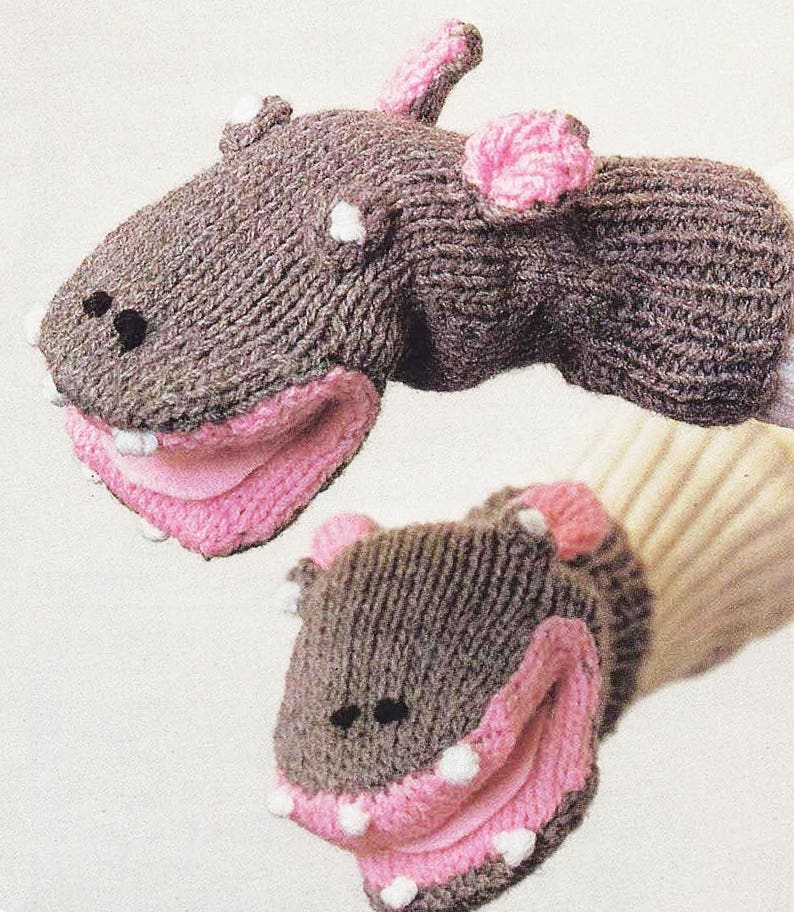 Animal Mitts. Knitting Pattern. Knitted Puppets. Frog Puppet. Hippo ...