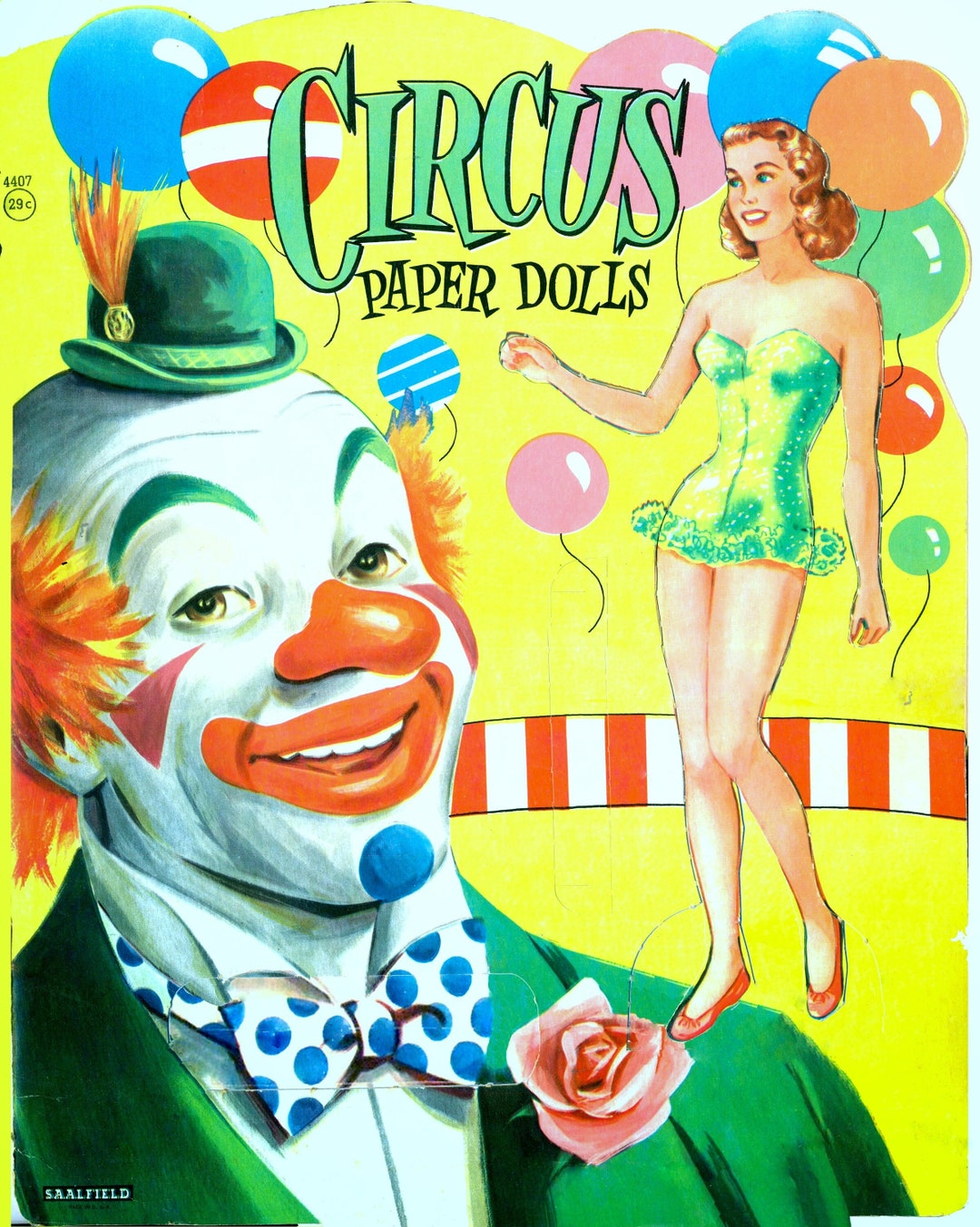 Circus Paper Doll Book, 1952, Saalfield, 8 Pages, Clowns, Acrobats, Big ...