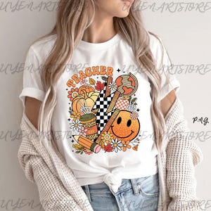 Fall Teacher Png, Smile Face Teacher Fall Season Png, Fall Png, Fall ...