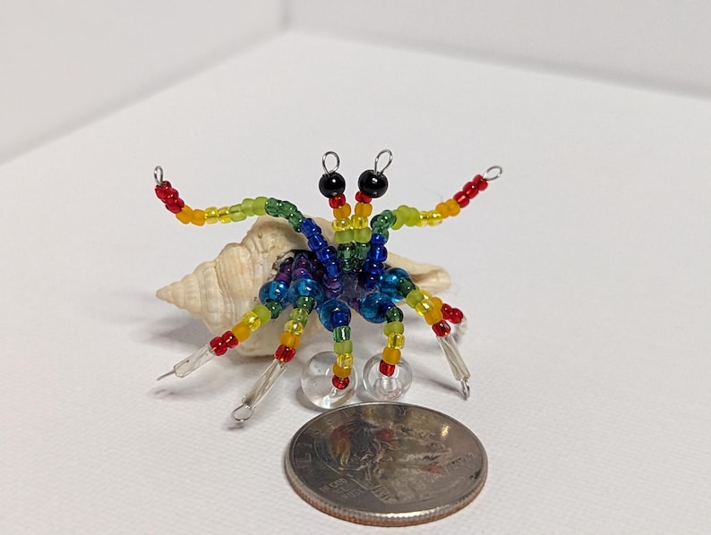 Mini Beaded Hermit Crab Decor: Handmade Glass Bead Sun Catcher | Desk ...