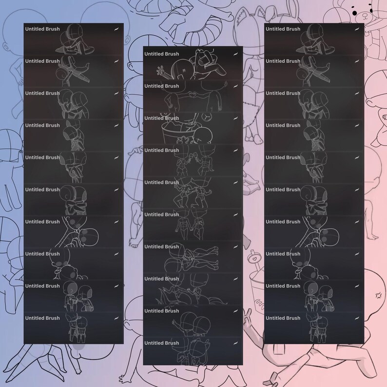 Procreate Chibi Female Male Couple Pair Poses / Procreate Poses Brushes ...