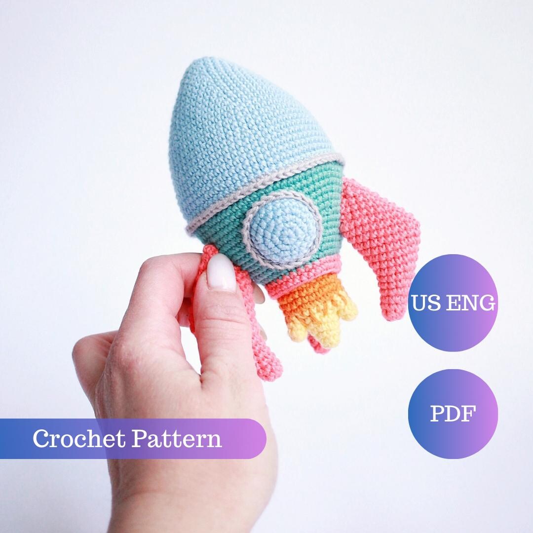 Easy Rocket Crochet Pattern, Amigurumi Rocketship. Space Handmade Toy ...