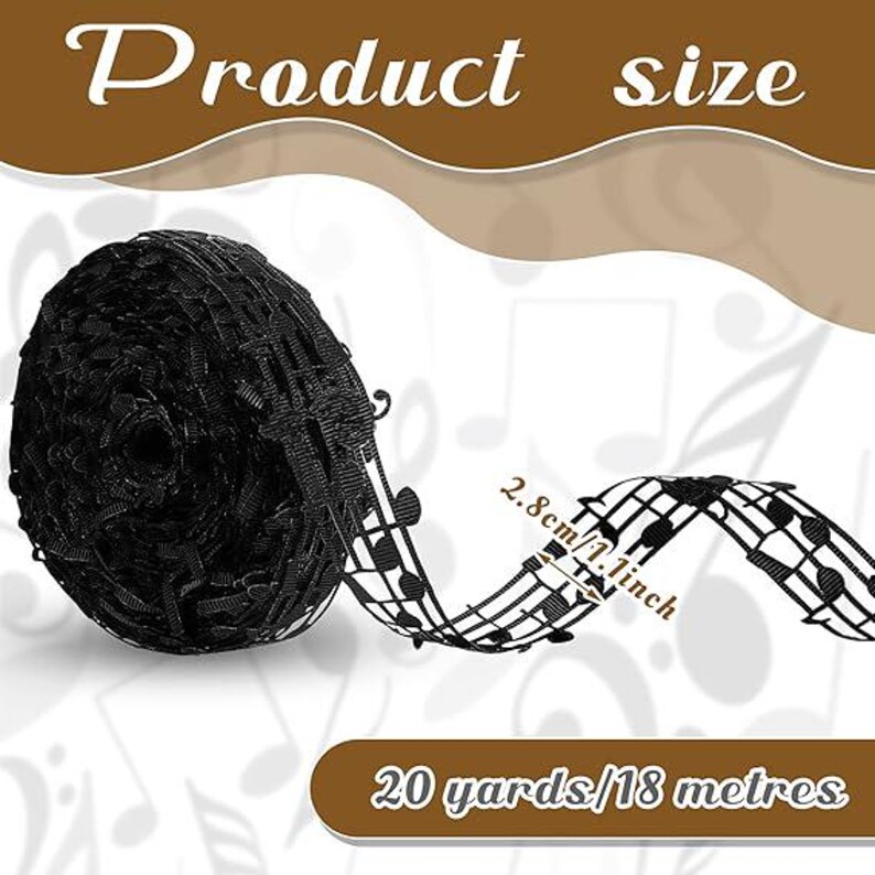 20 Yards 28 Mm Hollow Music Note Ribbon Cut Out Musical Grosgrain ...