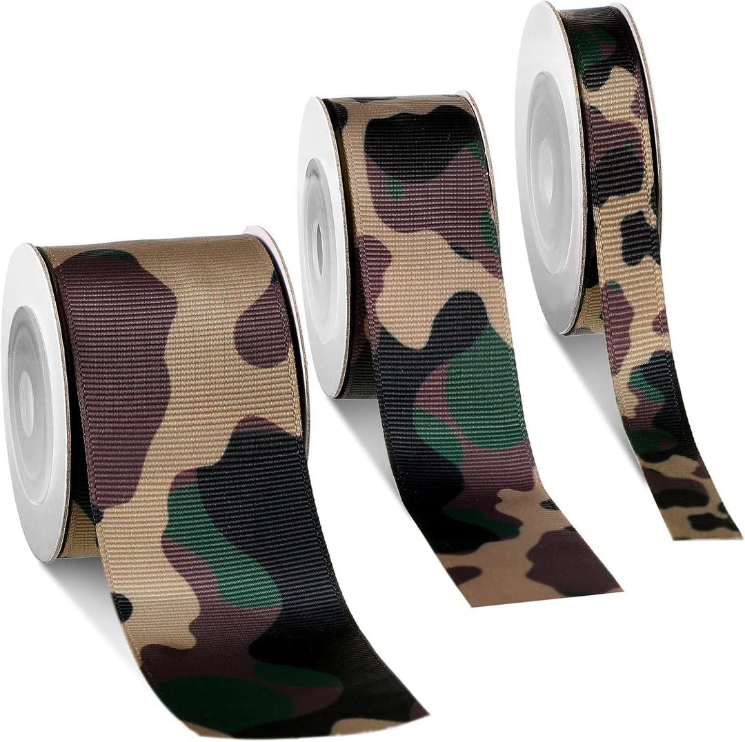 Camouflage Print Woven Ribbon 3/8 Inch 7/8 Inch 1.5 Inch Wide Camo ...