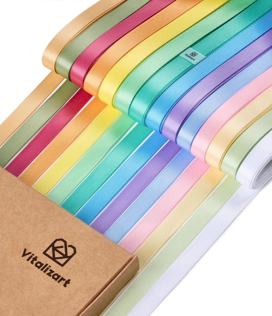 Vitalizart Ribbon for Crafts 3/8" X 70yd Pastel Satin Ribbon Continuous ...