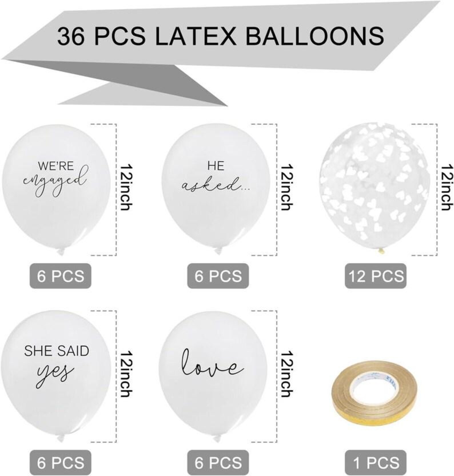 36pcs Engagement Party Balloons He Ask, SHE SAID Yes We Are Engaged ...