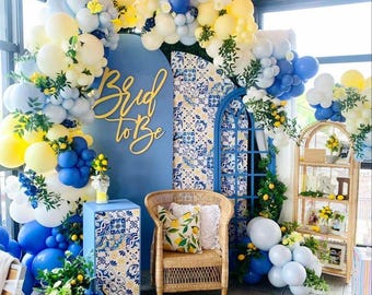 Royal Blue Yellow Lemon Balloon Garland Arch Kit With 142pcs Latex Balloons for Summer ...