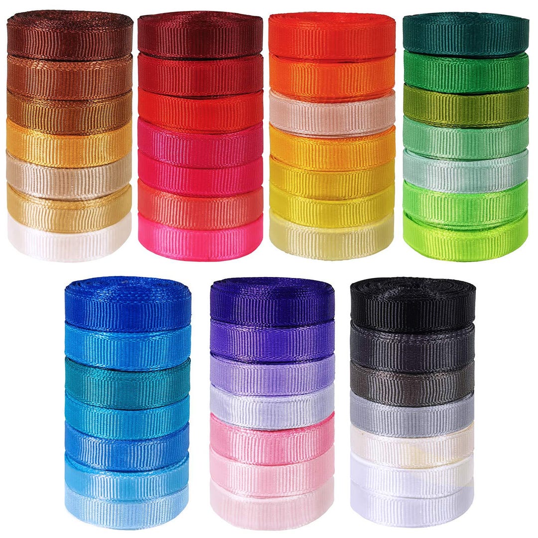 48 Rolls 48 Colors 240 Yards 3/8 Wide Solid Grosgrain Ribbons Rolls ...