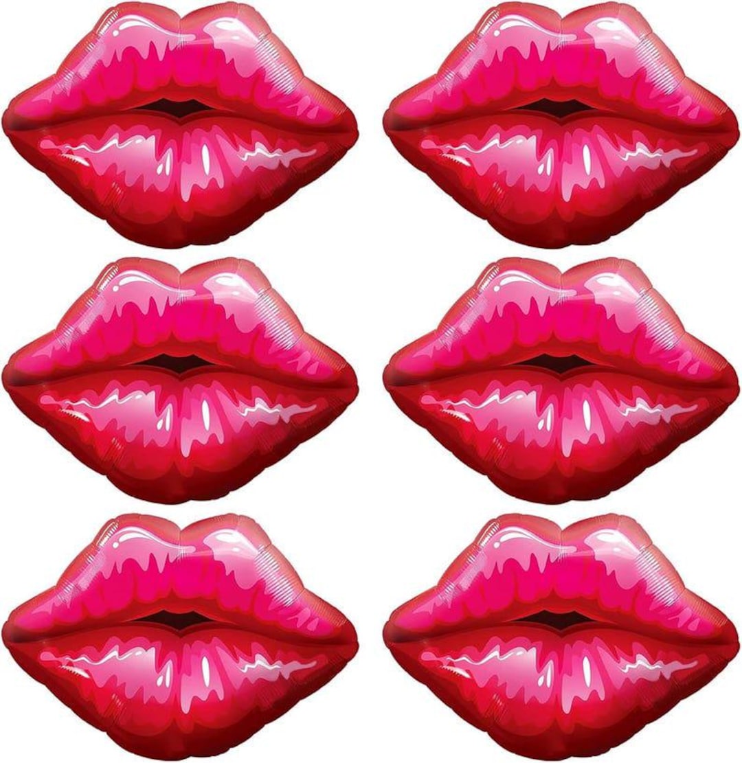 6PCS Red Lip Balloons Set, Hot Pink Kiss Balloons Decorations, Huge ...