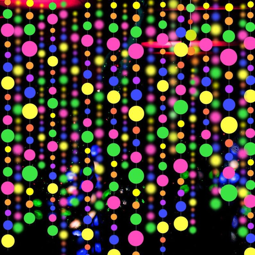 UV Round Dot Neon Garland Neon Streamers Neon Decor Glow Party UV ...