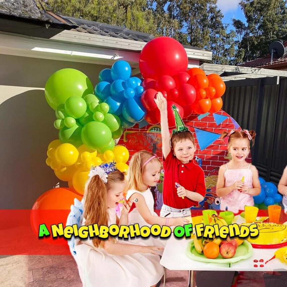 Birthday Party Decoration 150+ Pcs Cartoon Theme Primary Color Balloon ...