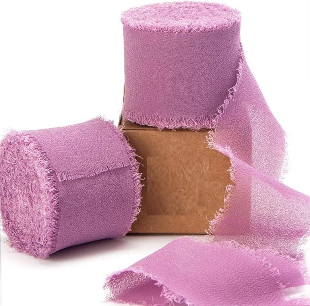 Rosy Mauve Chiffon Ribbon 1-1/2 Inch X 20 Yard Handmade Fringe Silk ...