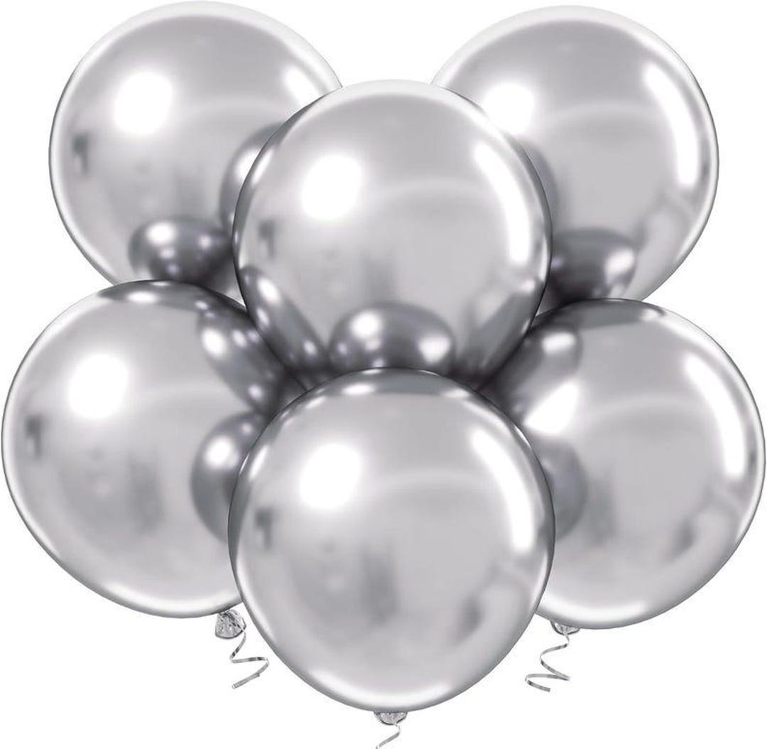 18" Metallic Silver Balloons, 35pcs Large Thick Chrome Silver Balloons ...