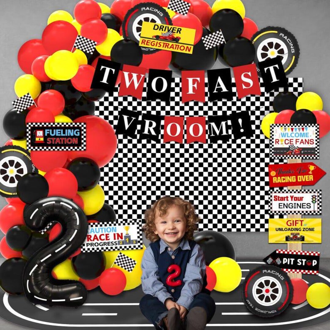 Two Fast Birthday Decoration, Two Fast Banner Backdrop Balloons Arch ...