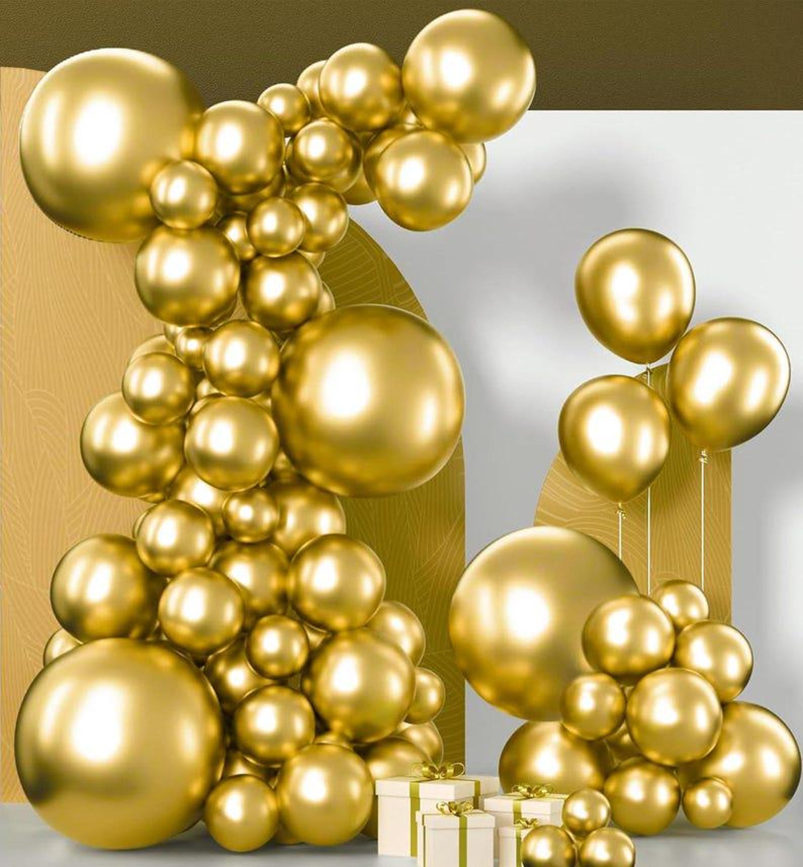 Metallic Gold Balloons, 152 Gold Balloons Different Sizes Pack of 18 12 ...