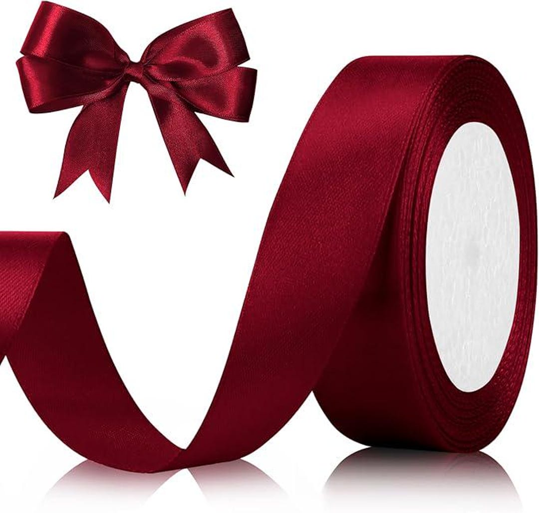 Red Ribbon for Gift Wrapping 1 Inch 25 Yds Satin Ribbons for Hair Wine ...