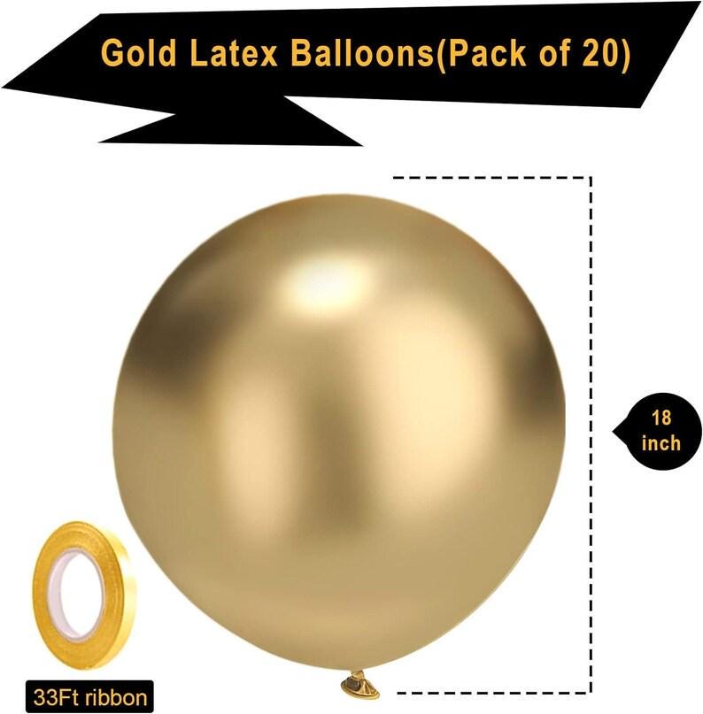 Gold Metallic Chrome Balloons Latex Party Balloons 20 Pack 18 Inch Big ...