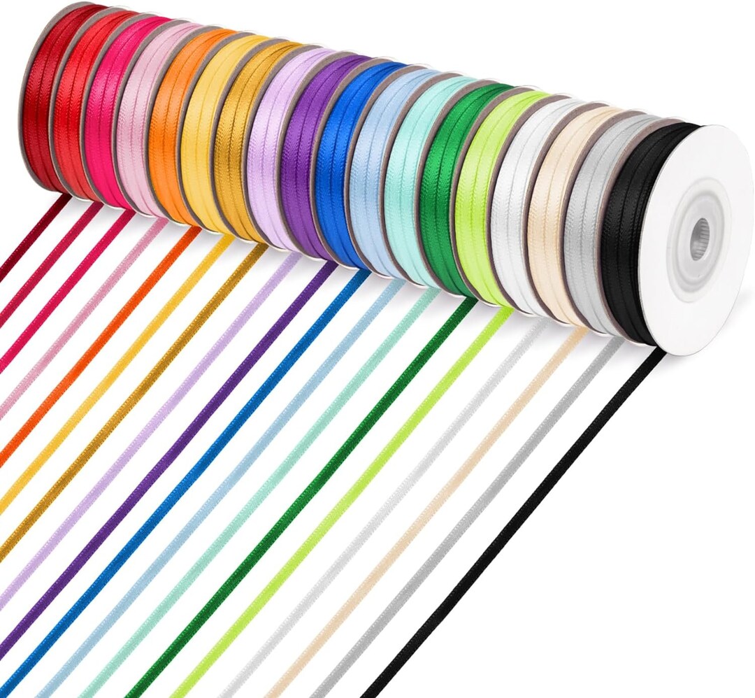 18 Colors Double Faced Satin Ribbon Polyester 1/8 Inch Solid Fabric ...