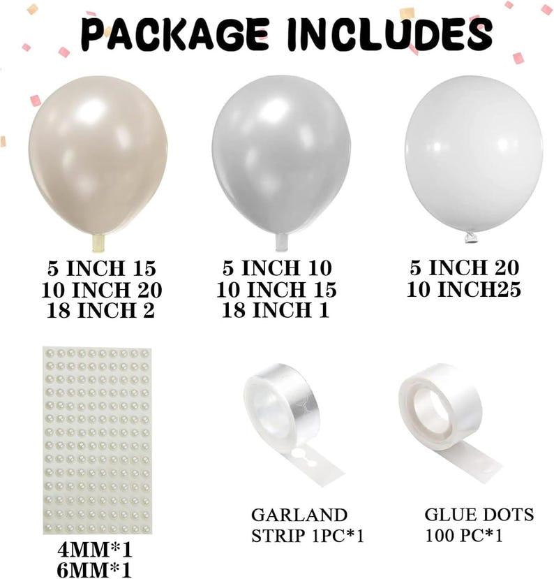 Pearl White Balloon Garland Arch Kit 112pcs Pearl Sand White Double ...