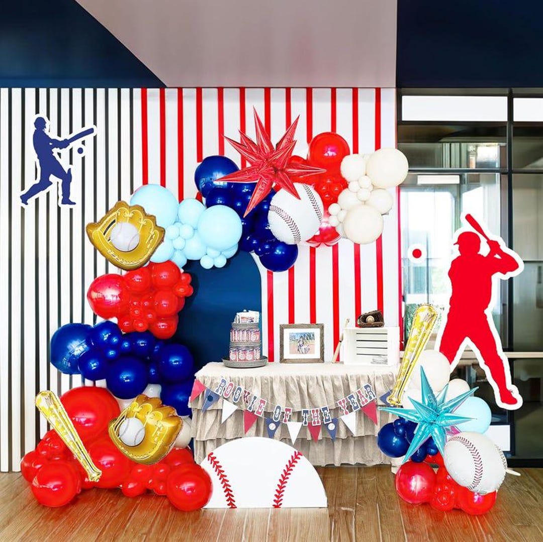 Baseball Balloon Garland Kit 170pcs Navy Blue Red White and Diy Large ...