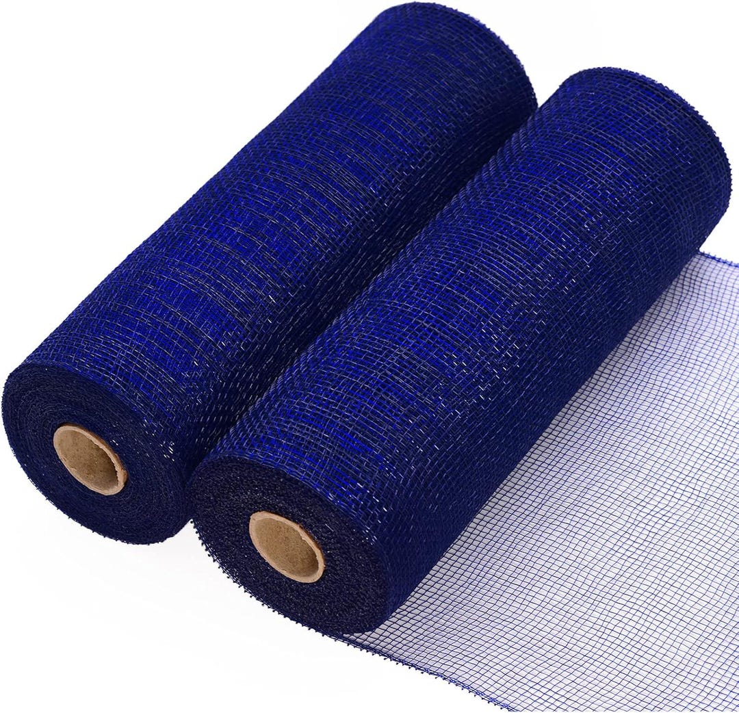 Navy Blue Solid Color Poly Mesh Ribbons for Wreaths, Swags, Craft ...