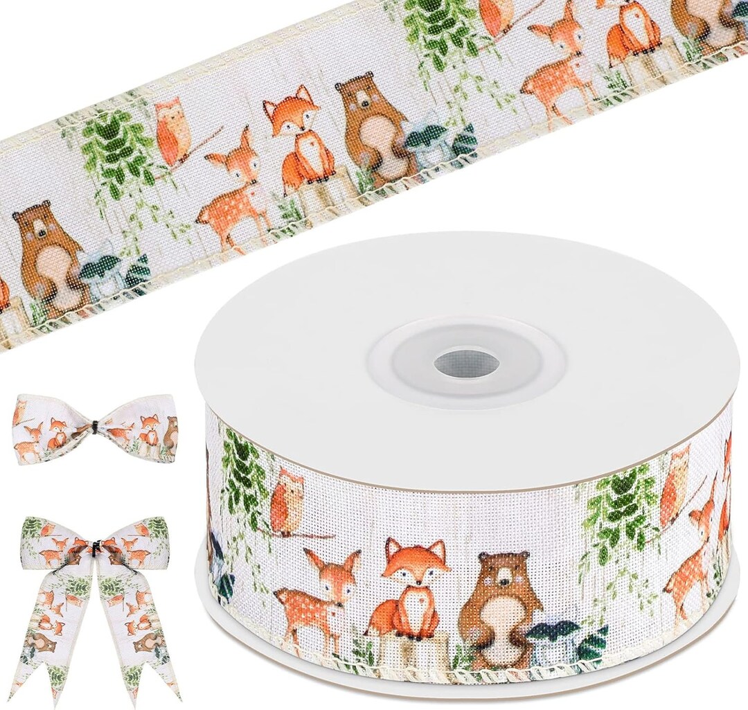 Rustic Woodland Animal Wired Ribbon Baby Shower Ribbon Barnyard Forest ...