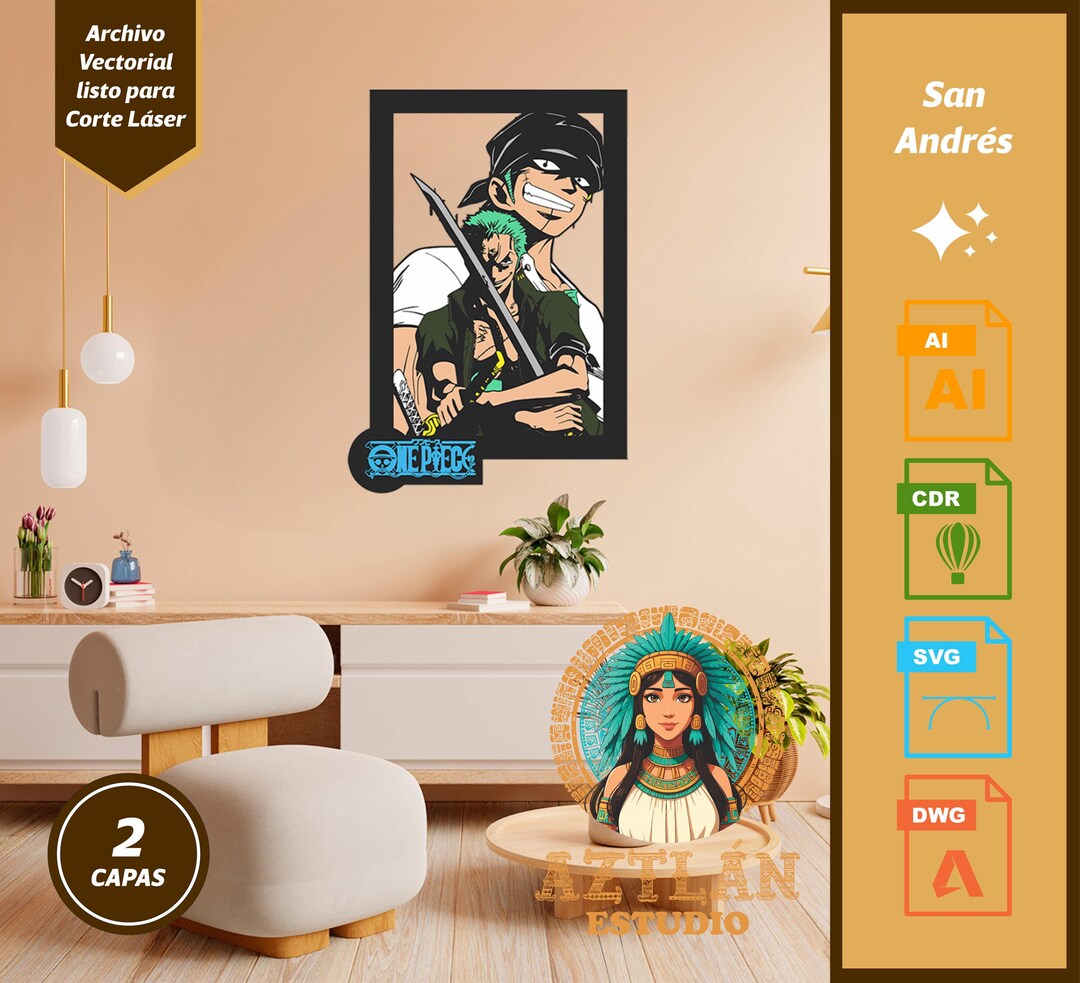Wall Art, Wall Decor, Anime, One Piece- Laser Cut, SVG, CDR, DWG, Al ...