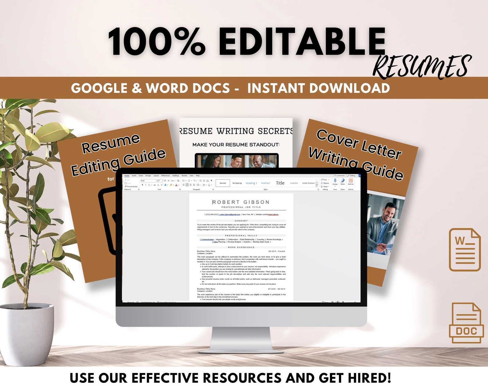 Resume Templates for Men Google Docs & Word • ATS Friendly Modern ...