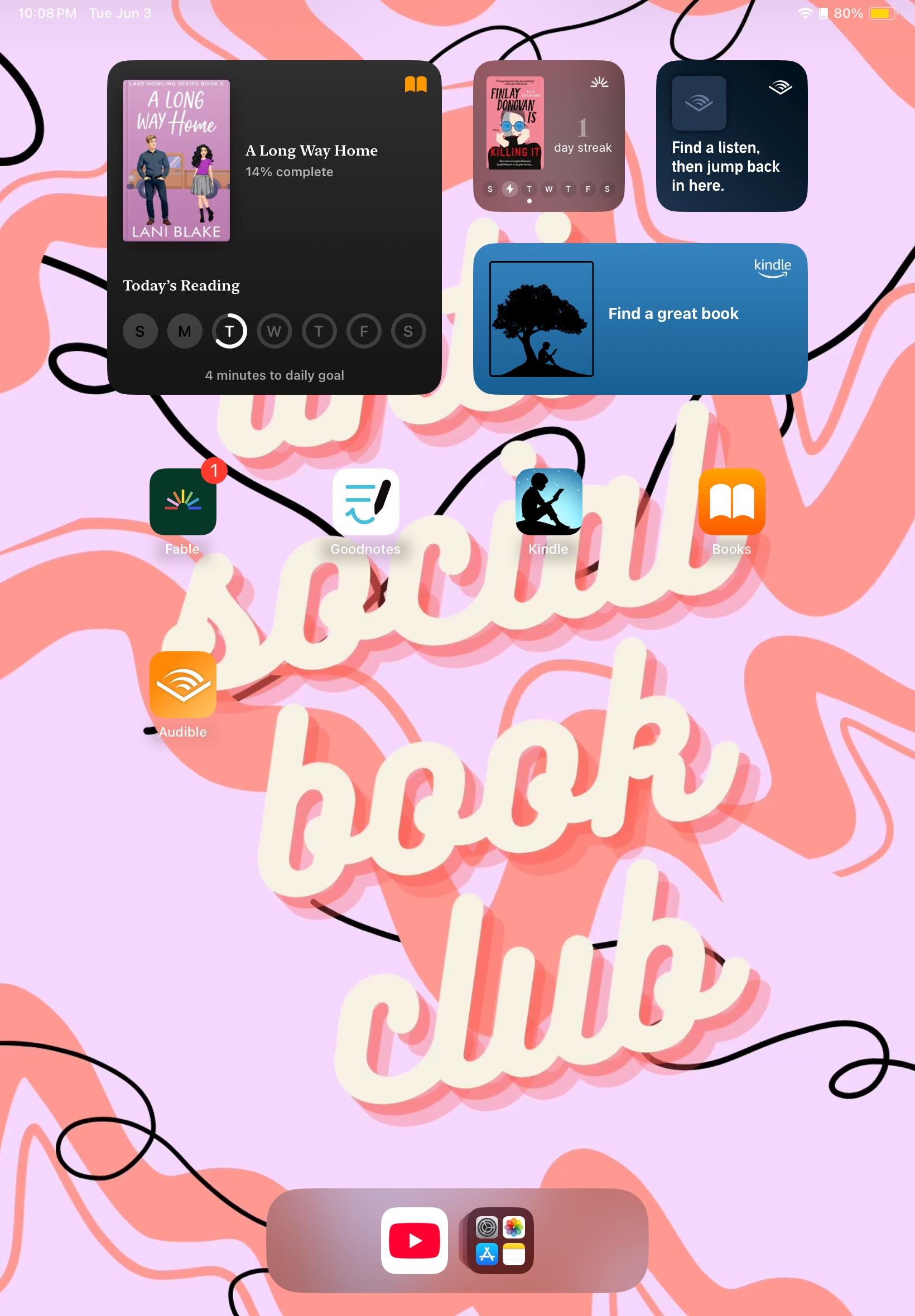 Pink Abstract "anti-social Book Club" Digital/printable Kindle ...