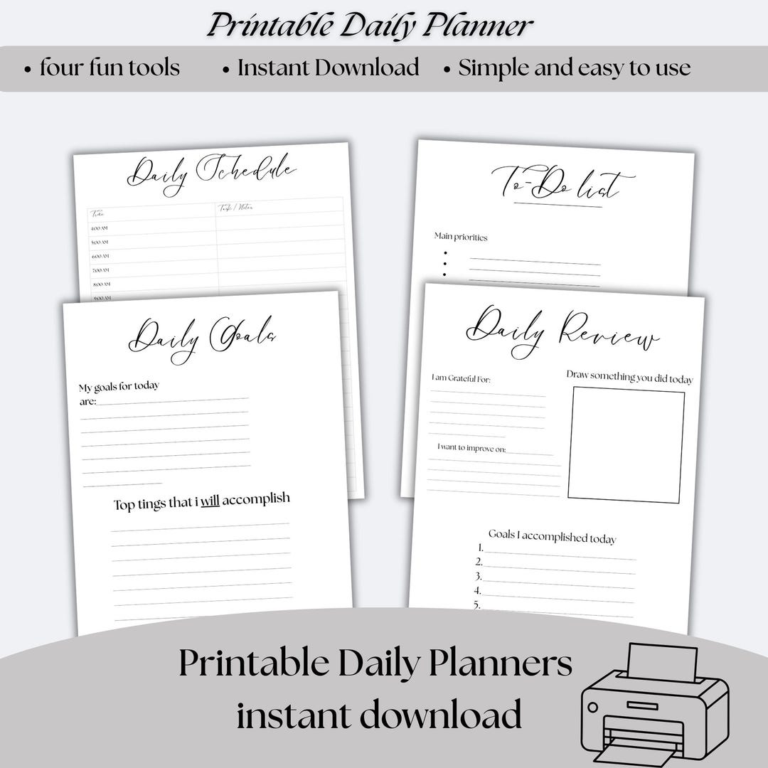 Printable Daily Planner, Undated Organizer (digital Download) - Etsy