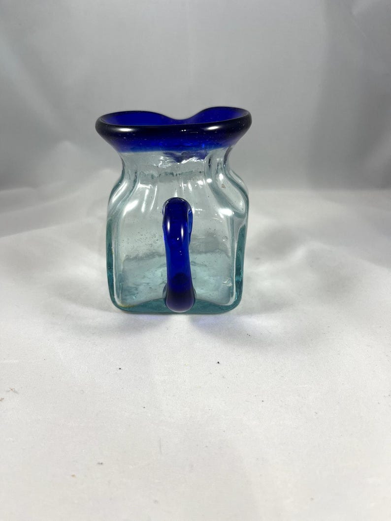 Cobalt Blue/clear Mexican Blown Glass Pitcher/creamer - Etsy