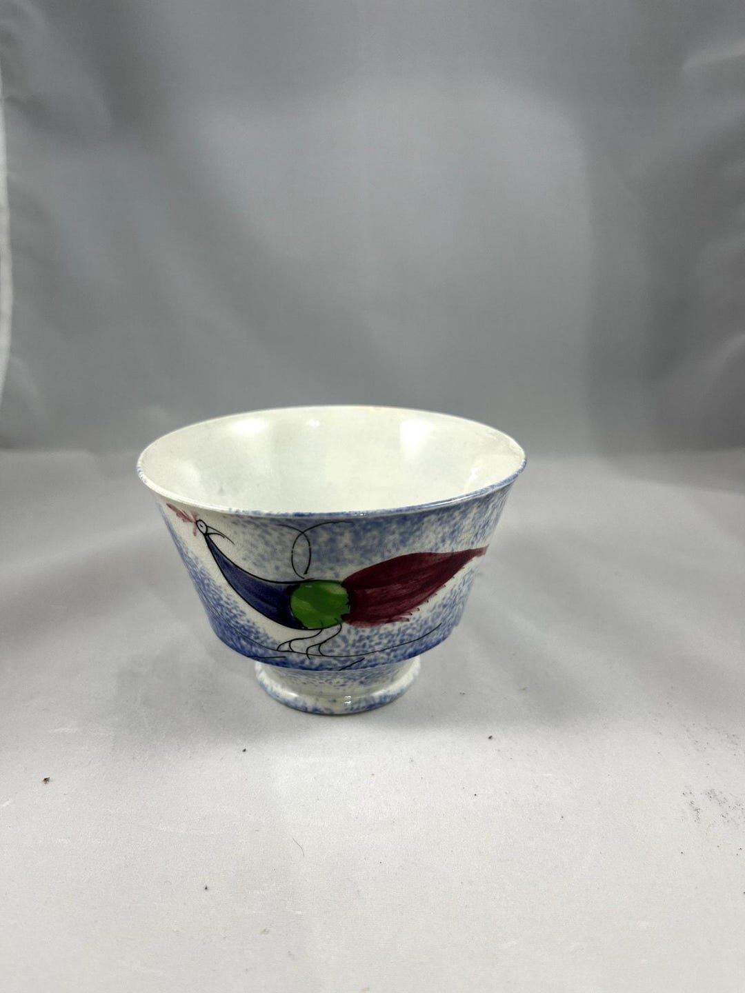 Antique English Staffordshire Spatterware Tea Cup Peafowl Spongeware ...