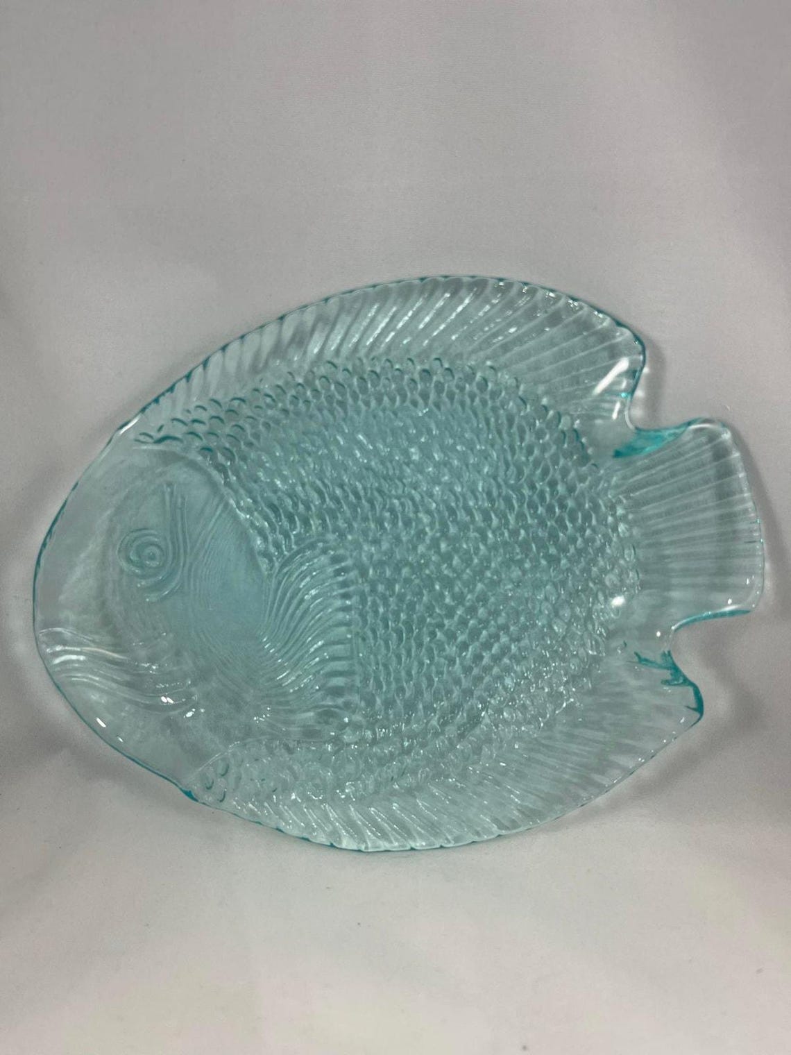 Vintage 1950s Arcoroc Blue Glass Fish Plate - Etsy