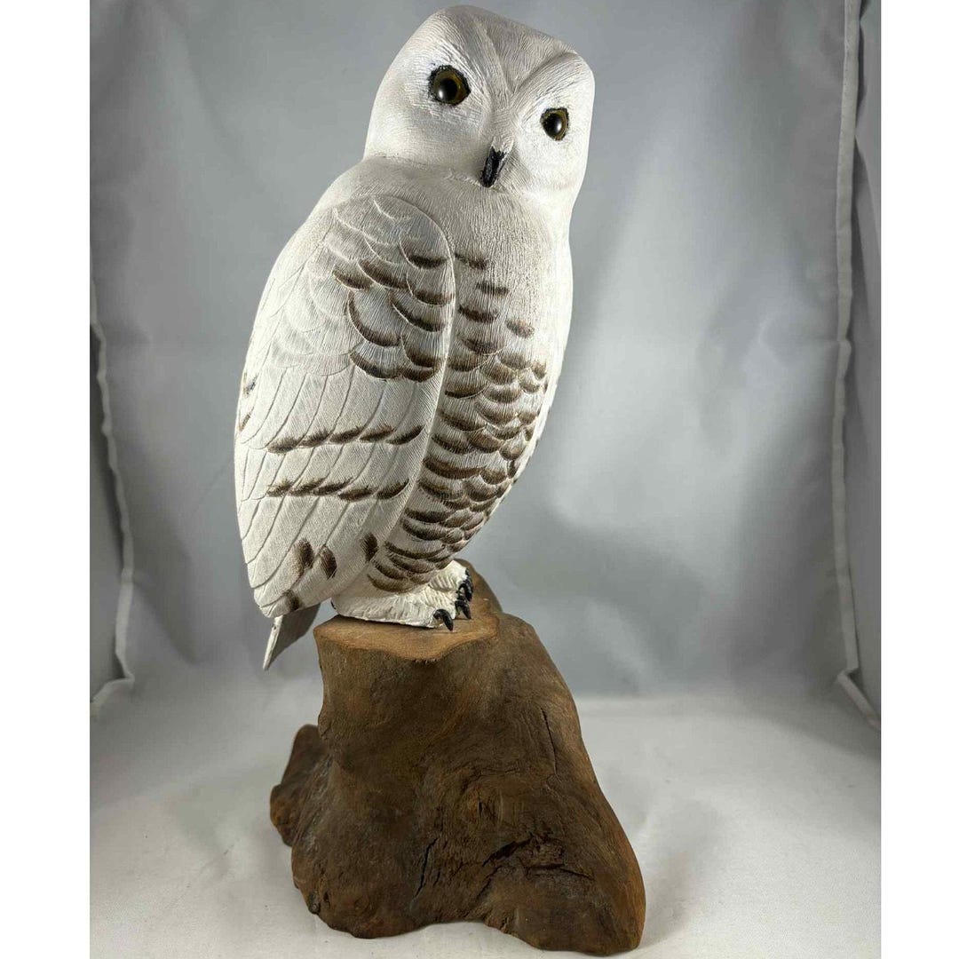 1984 Hand Carved & Painted Root Wood Snowy Owl Signed by J M Patton - Etsy
