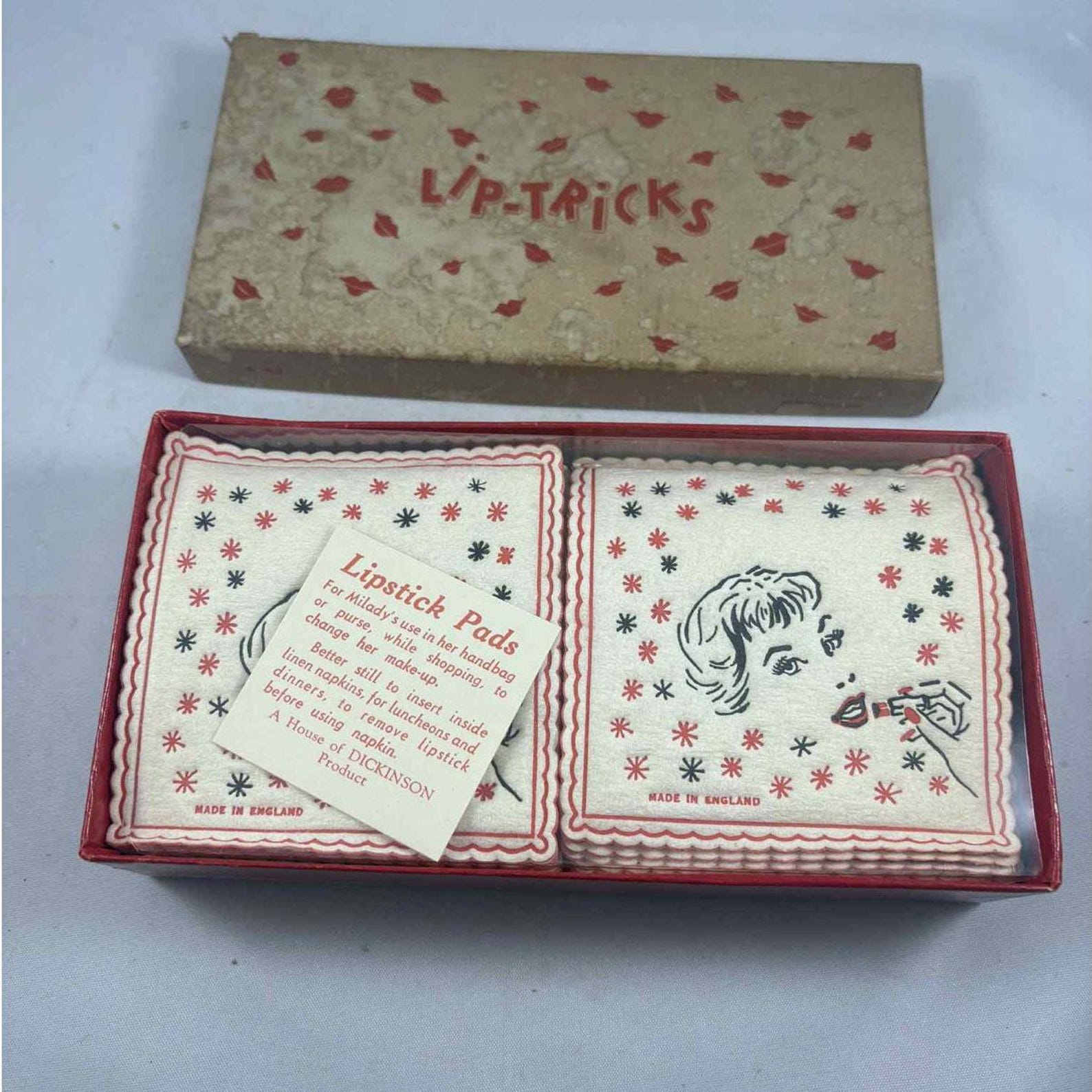 Vtg Wallner & Mayer House of Dickinson Lip-tricks Lipstick Pads Made in ...