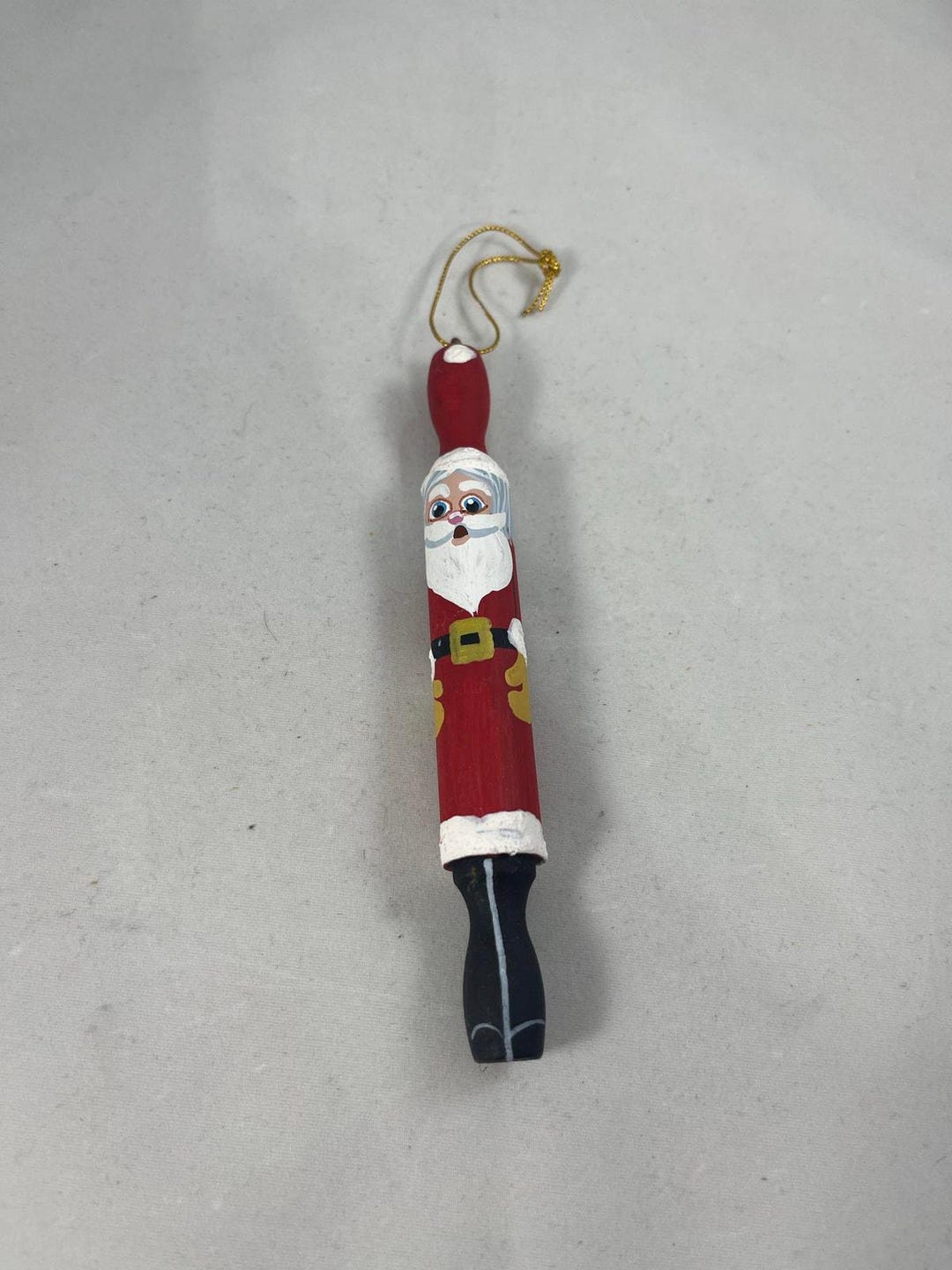 Vtg Hand Painted Small Rolling Pin Santa Claus Wooden Christmas ...
