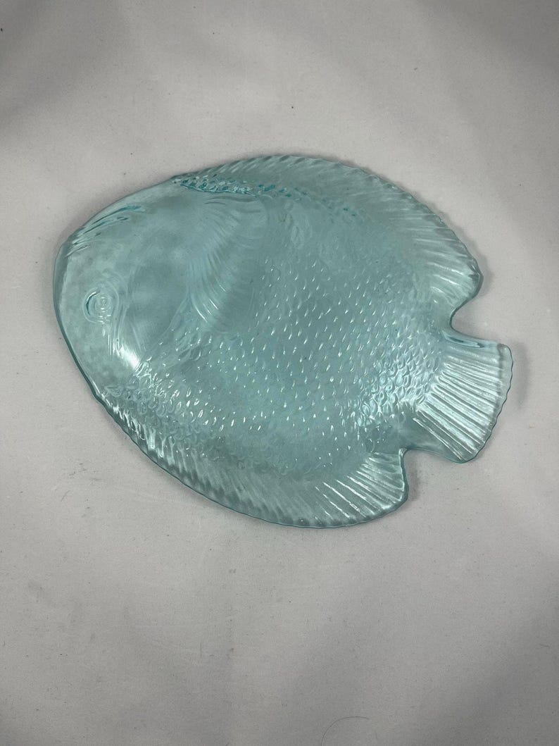 Vintage 1950s Arcoroc Blue Glass Fish Plate - Etsy