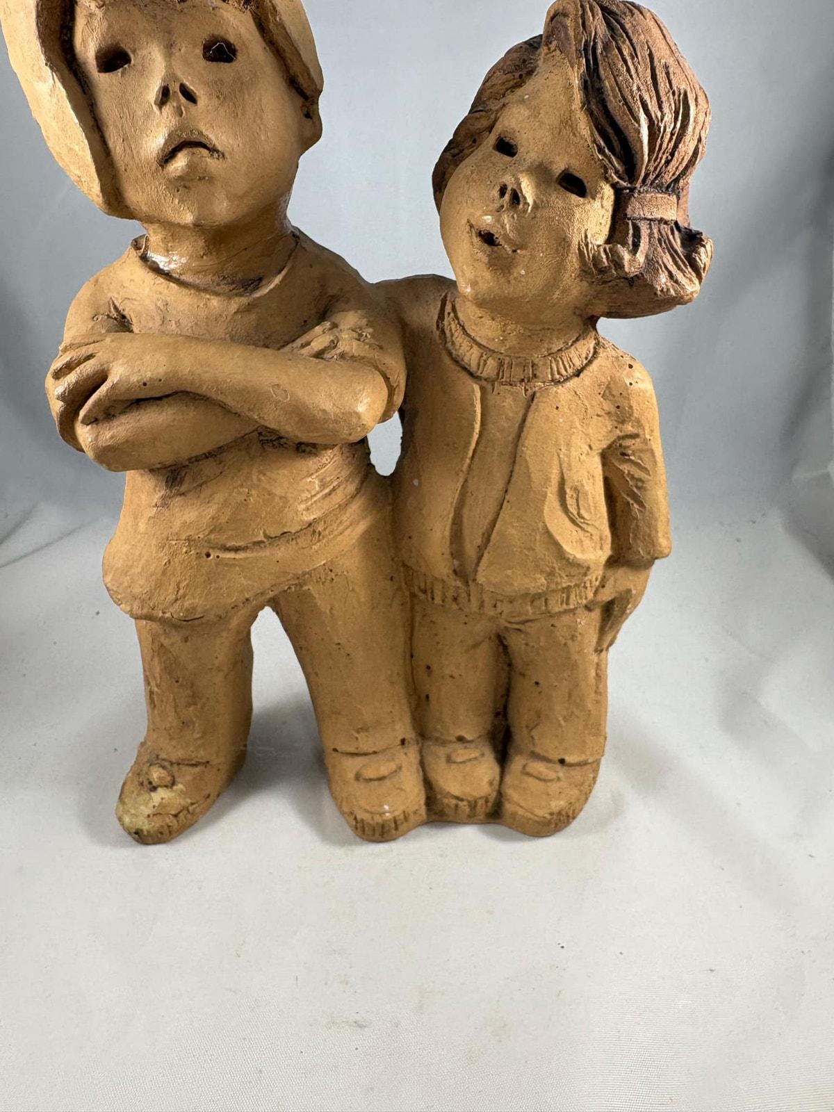1970s Lee Bortin Boy and Girl Clay Sculpture - Etsy