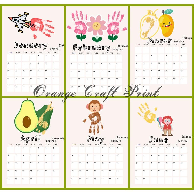 2025 Handprint Calendar,printable Handprint Craft Bundle,handprint ...