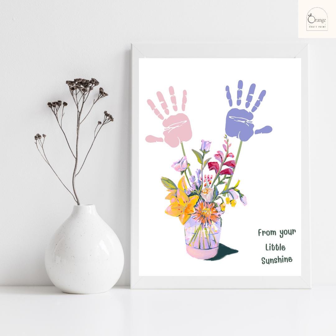 Handprint Gift for Grandma,flower Bouquet Handprint Craft for Birthday ...