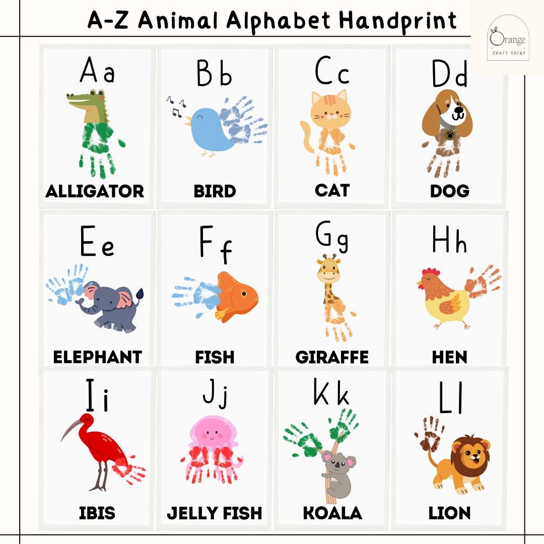 A-Z ABC Alphabet Handprint/animal Book Handprint Footprint/ Baby ...