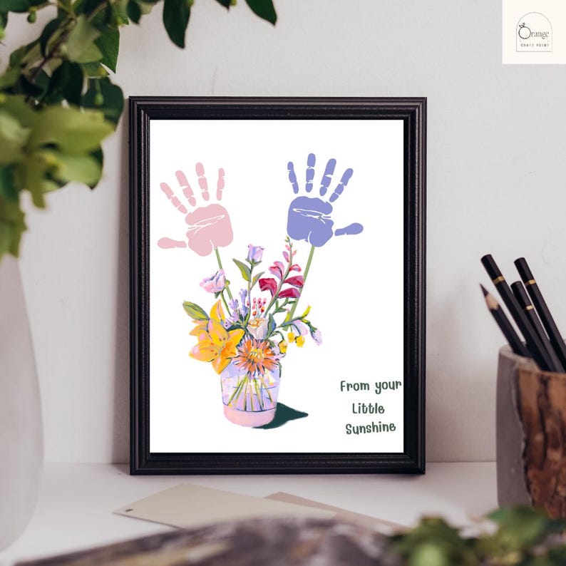 Handprint Gift for Grandma,flower Bouquet Handprint Craft for Birthday ...