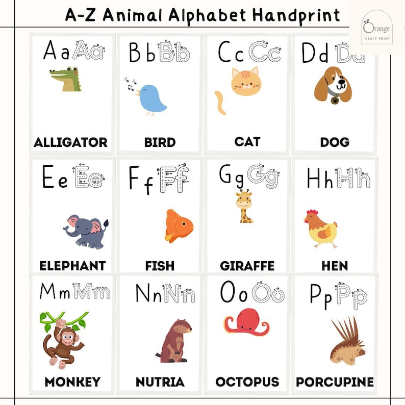 A-Z ABC Alphabet Handprint/animal Book Handprint Footprint/ Baby ...