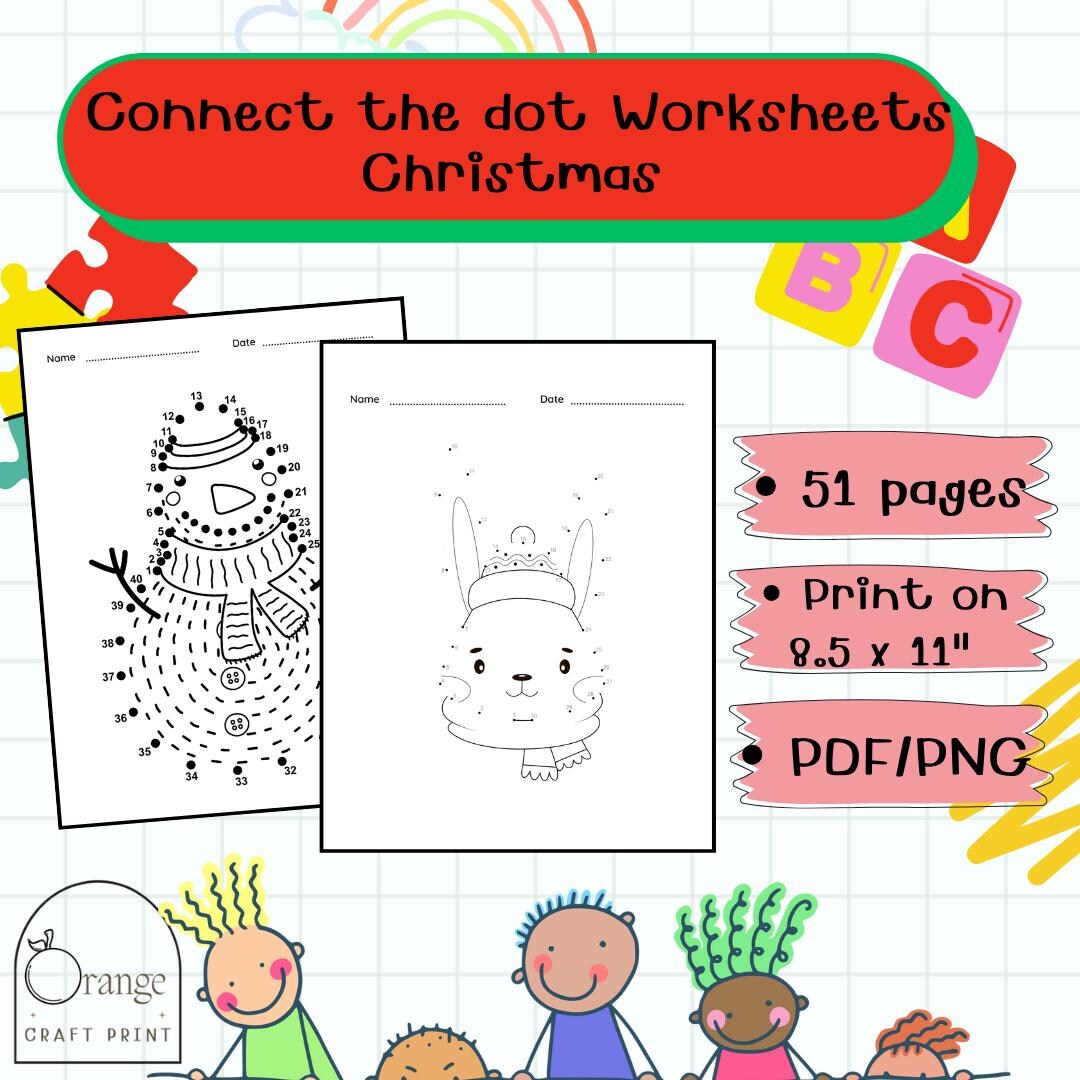50 Christmas Dot to Dots, Kids Games, Kindergarten Preschool Activity ...