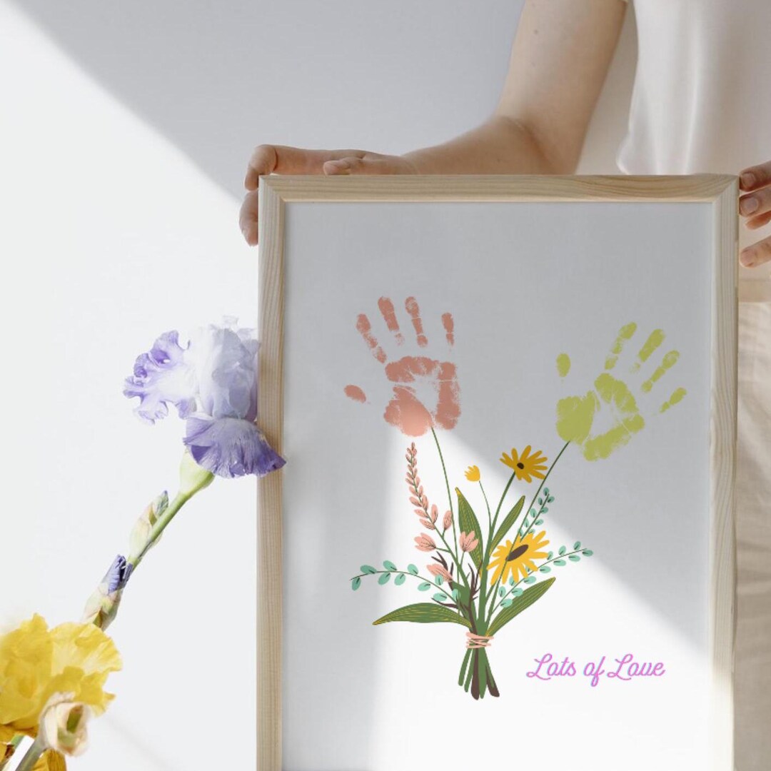 Flower Handprint Craft Art,mom or Grandma Birthday,gift From Kids ...