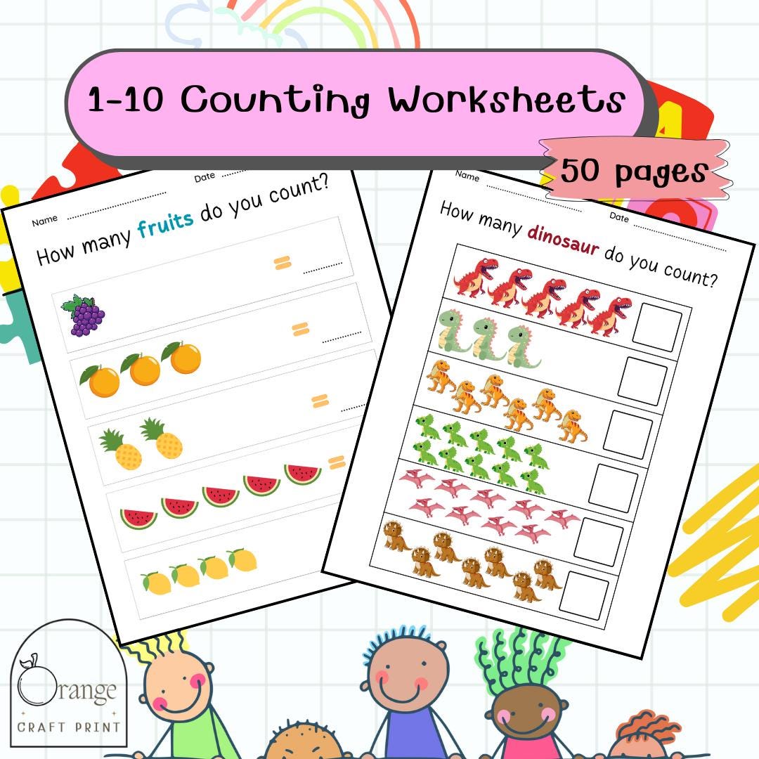 Printable Counting Worksheets, Count the Picture, Kindergarten ...