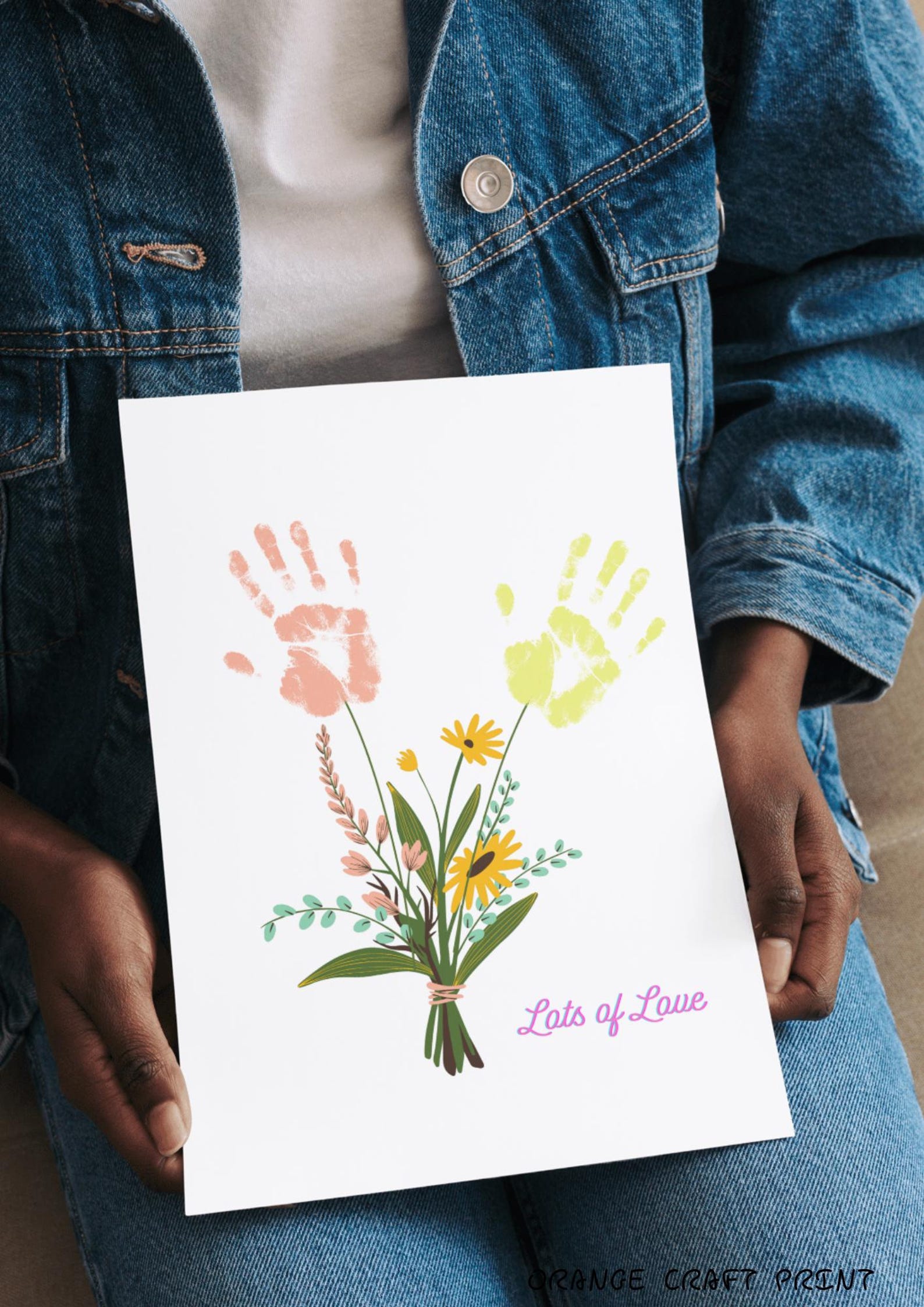 Flower Handprint Craft Art,mom or Grandma Birthday,gift From Kids ...